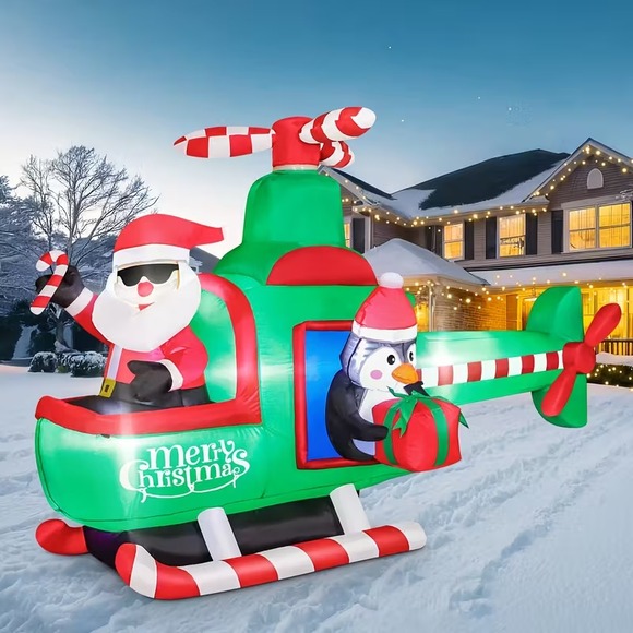 PartyTimeSolution | Toys | Inflatable Helicopter With Santa Penguin ...